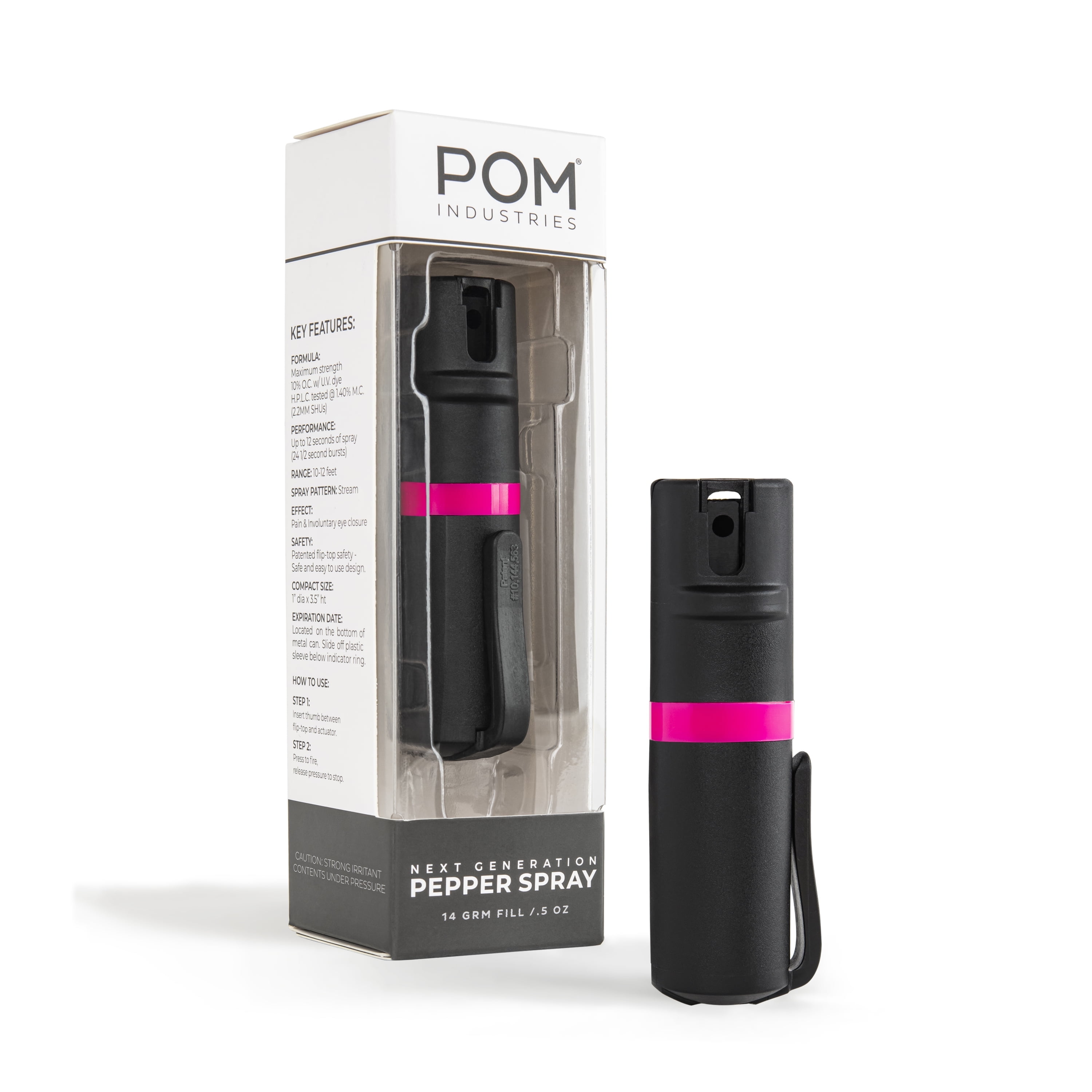 POM Tactical Pepper Spray, Flip Top Pocket Clip, 25 Bursts, 10-12 ft ...