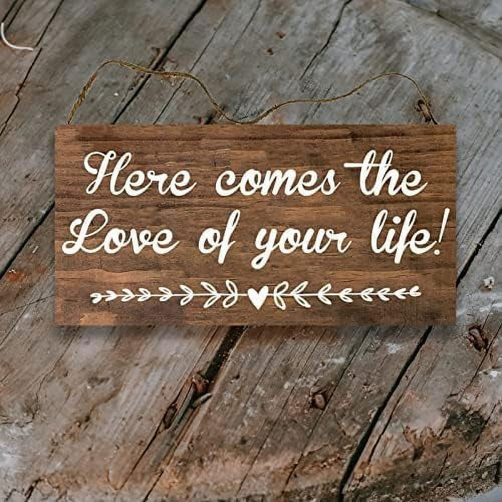 POMOTER Here Comes The Love of Your Life Sign -Wooden Sign Ring Bearer ...