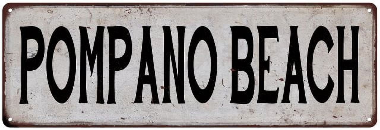 POMPANO BEACH Vintage Look Rustic Metal 6x18 Sign City State ...