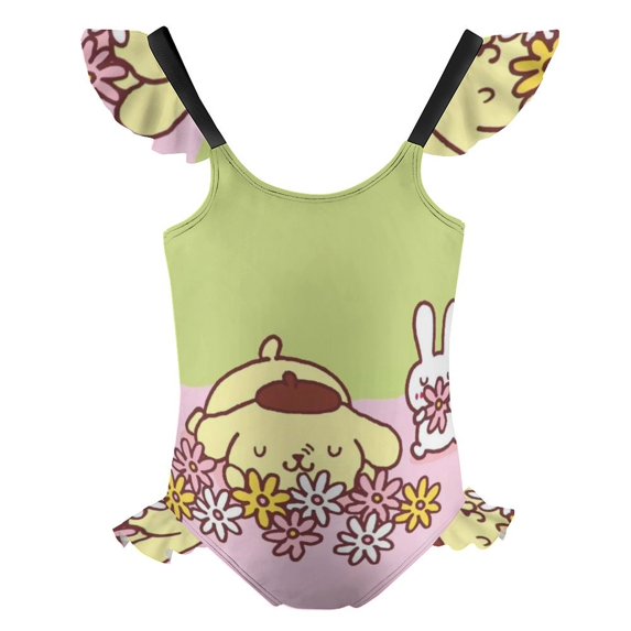 POMPOMPURIN Swimsuit Anime Cute for Girls Gift 8-10Y（130cm） POMPOMPURIN ...