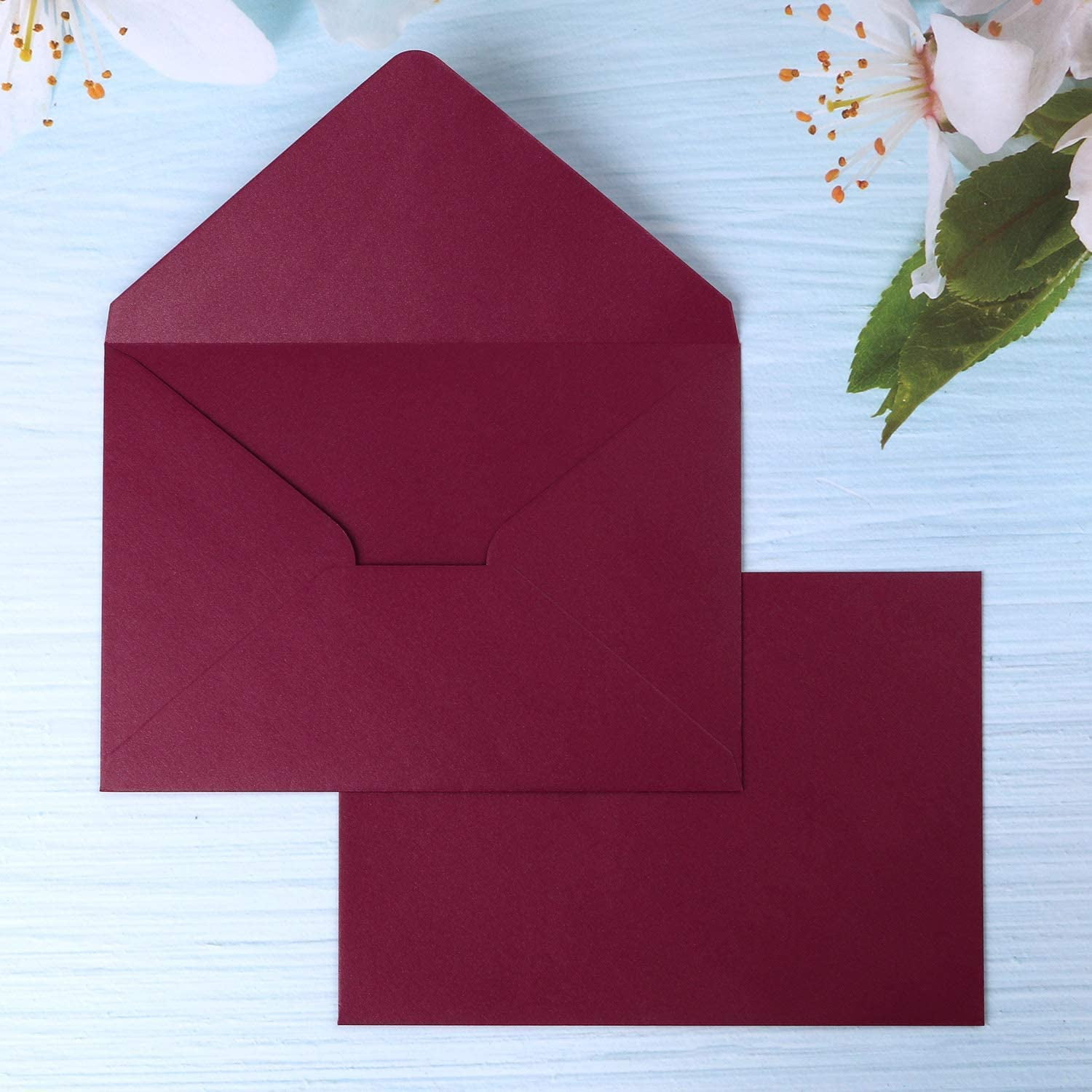 PONATIA 50 Pcs Pearl Burgundy Envelopes - 5.35x7.6'' - Perfect for ...