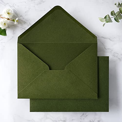 PONATIA 50 pcs. Pack A7 Envelopes 5.25 x 7.5'' Olive Green Envelopes ...