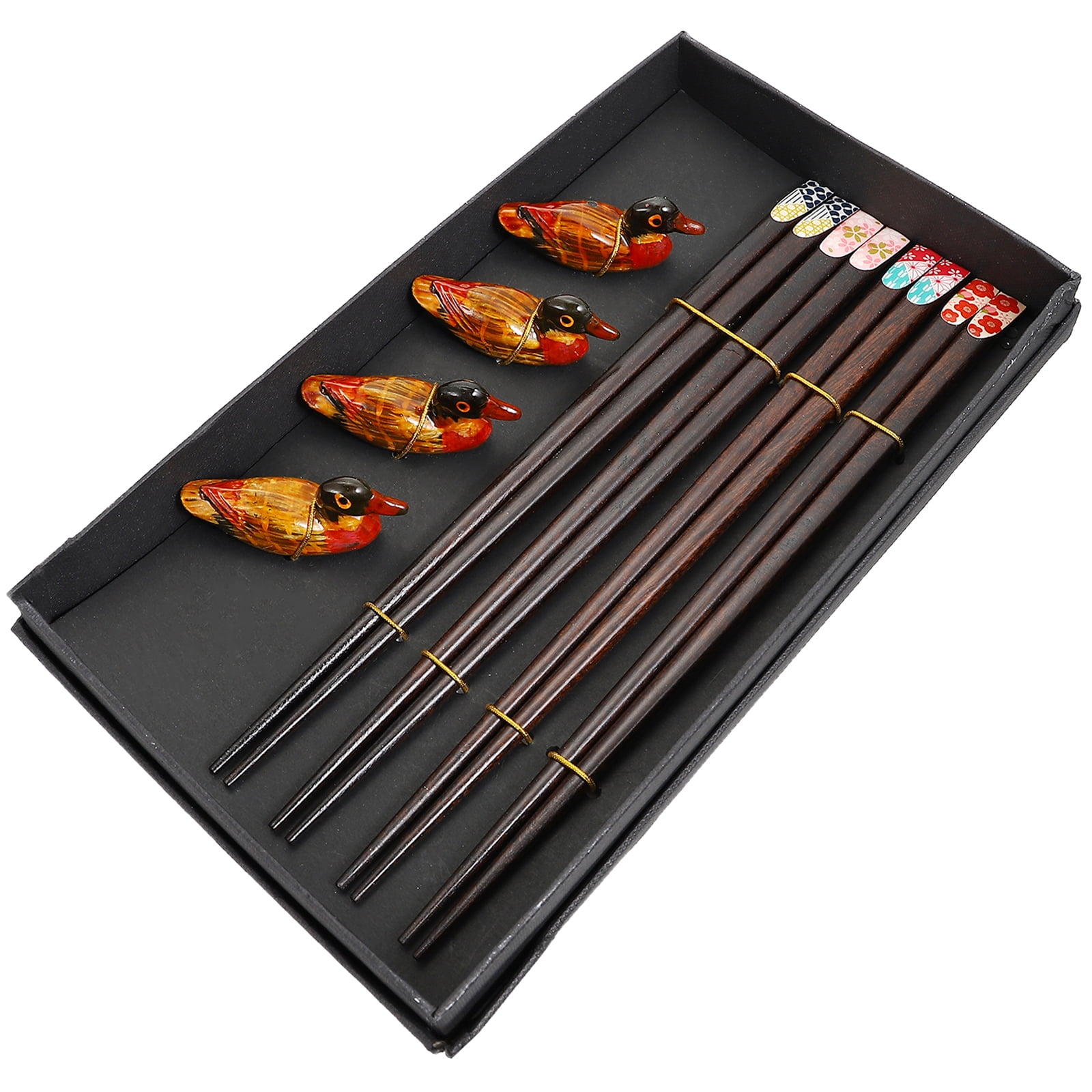 PONDER 1 Set Wooden Chopsticks 4 Pairs Of Chopsticks Chopstick Holder ...