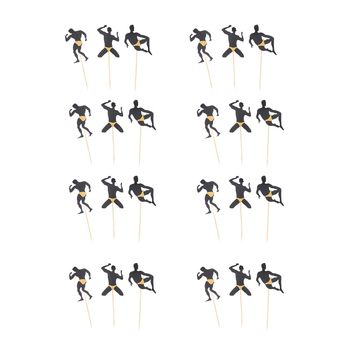 HEMOTON Muscular Man Cake Toppers for Decoration Black Paper Picks ...