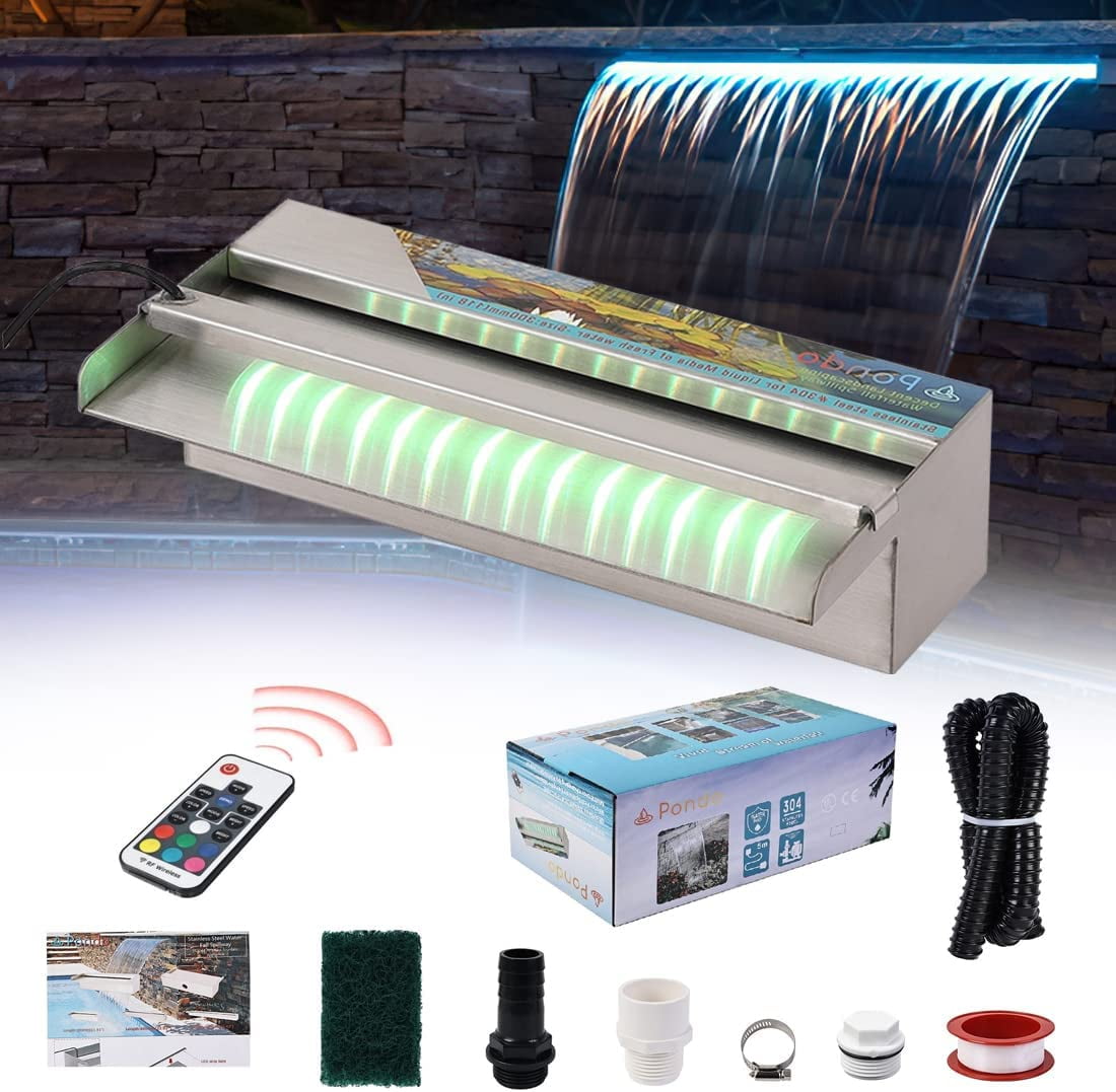 PONDO Pool Fountain, Stainless Steel Waterfall Spillway with Wider ...