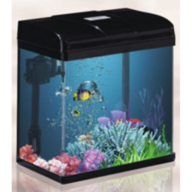 PONDON Fish Tank, 1.7 Gallon Glass Aquarium with Air Pump & LED Light ...