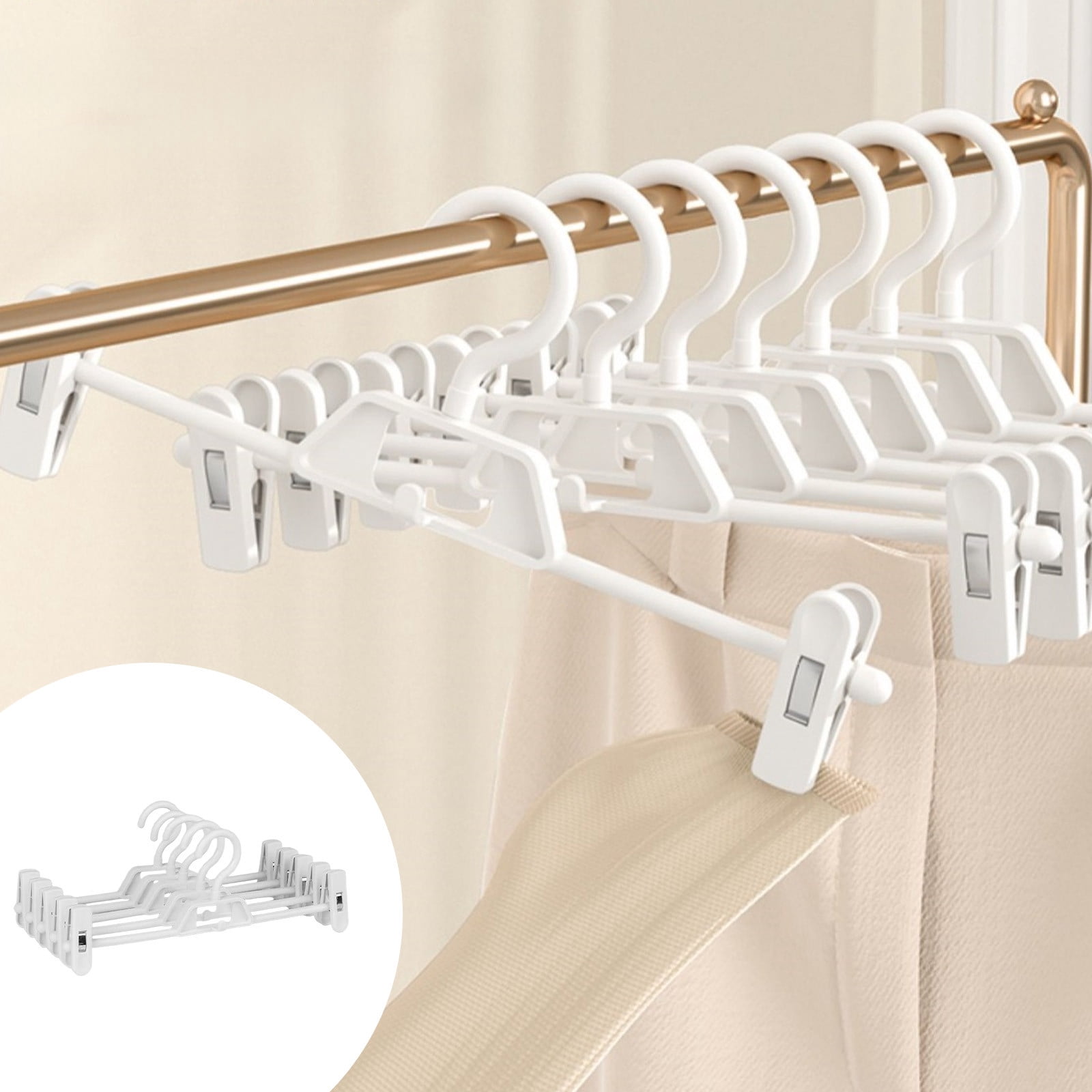 PONPRNGY 5 Pack Pants Skirt Hangers with Clips, Plastic Trousers Hanger ...