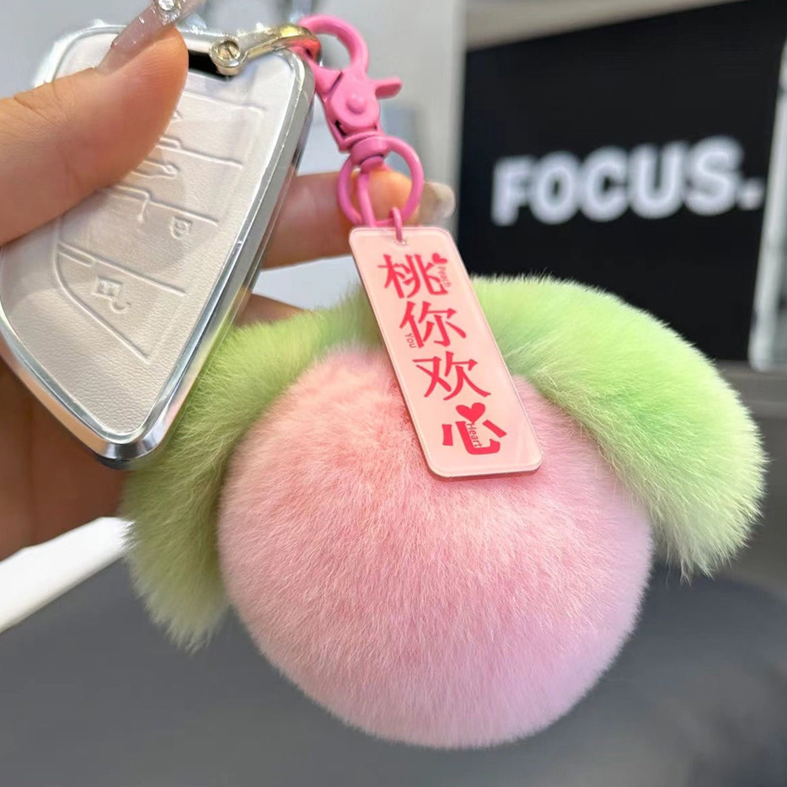 PONPRNGY Adorable Peach Keychain Plush Backpack Accessory Lightweight ...