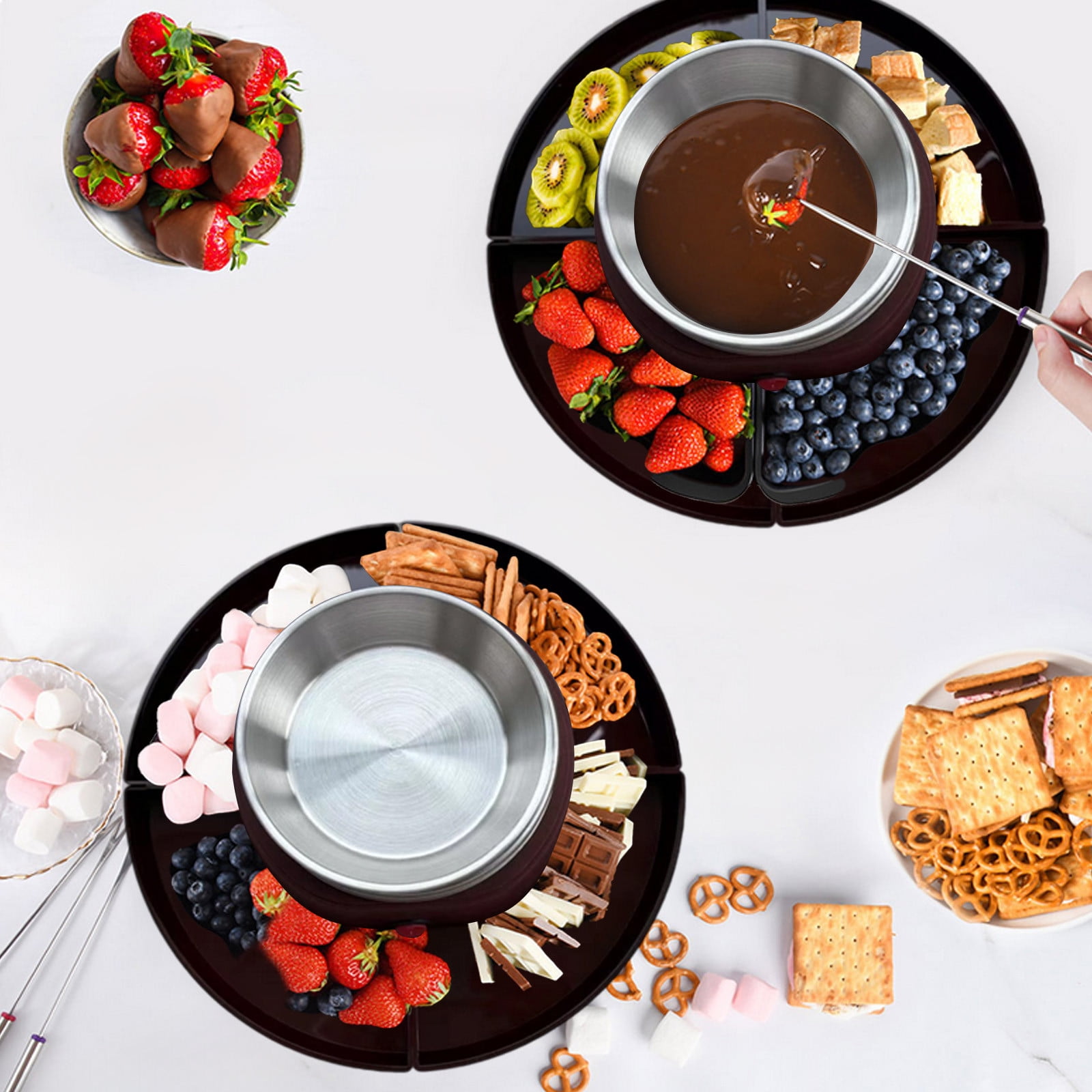PONPRNGY Chocolate Hot Pot Melting Pot Roasted 2 In 1 Set Fruit Party ...