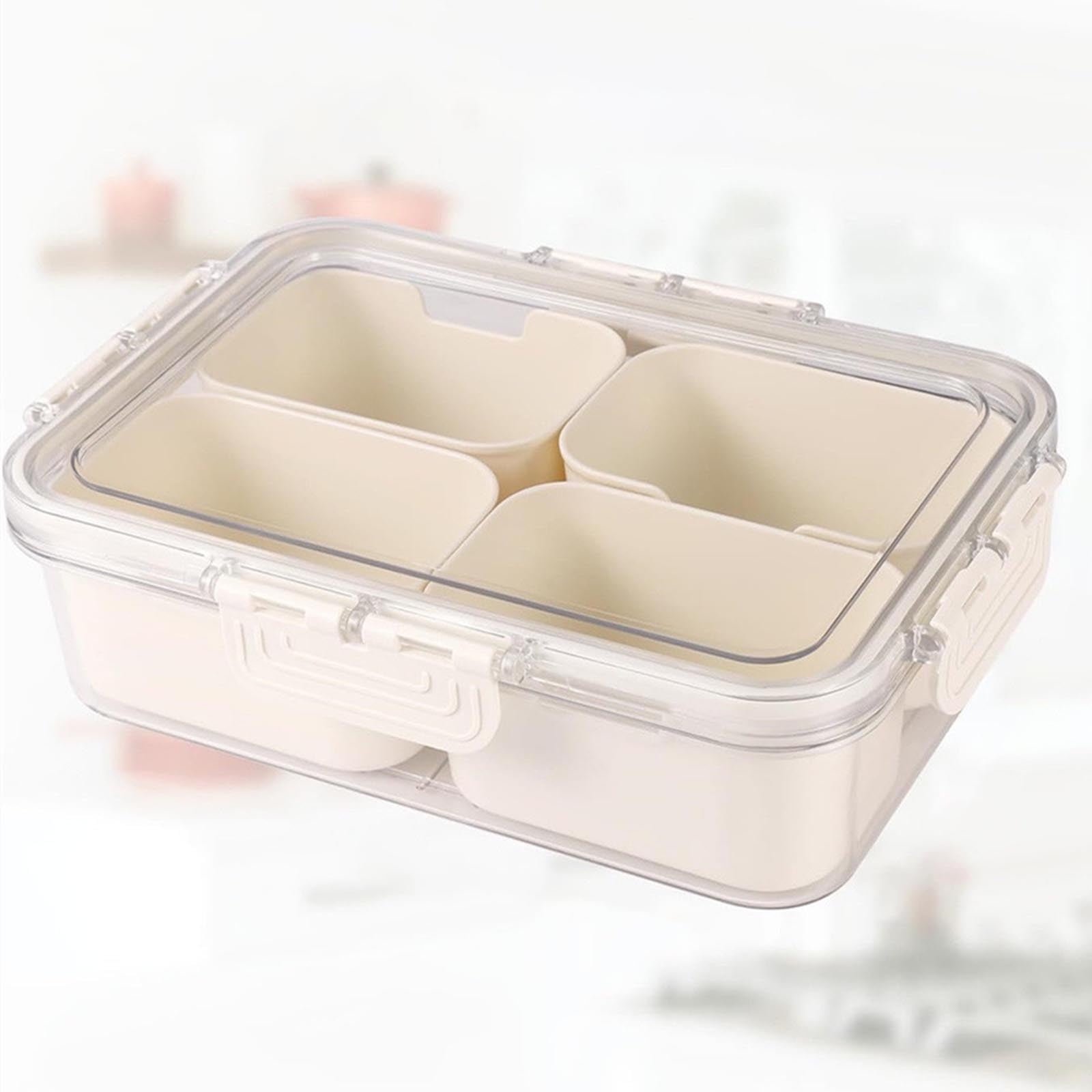 PONPRNGY Divided Serving Tray with Lid, 4 Compartment Removable Snack ...