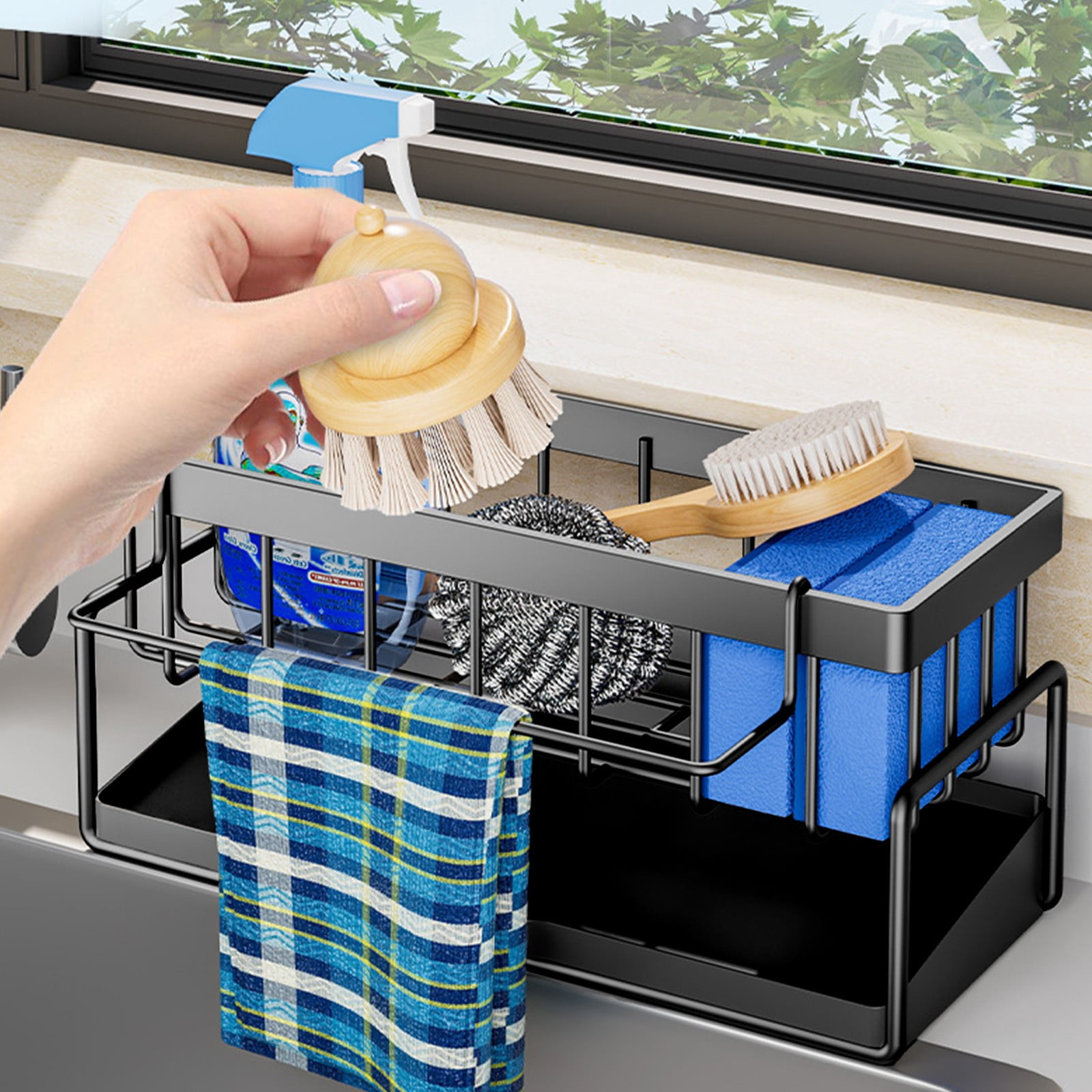 PONPRNGY Kitchen Storage Rack Can Be Wall Hanging Dishcloth Storage ...