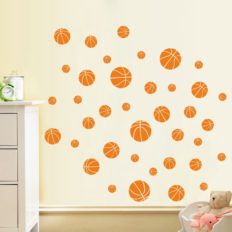 PONPRNGY Orange Basketball Sports Ball Art Home Decor Boys Room Sticker ...
