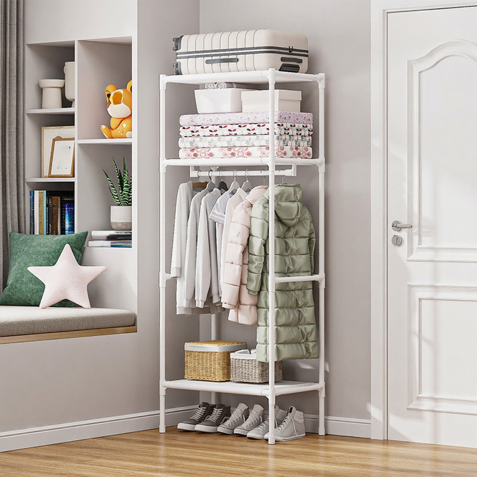 PONPRNGY Portable Garment Racks, Plastic Clothes Rack, Compact Space ...
