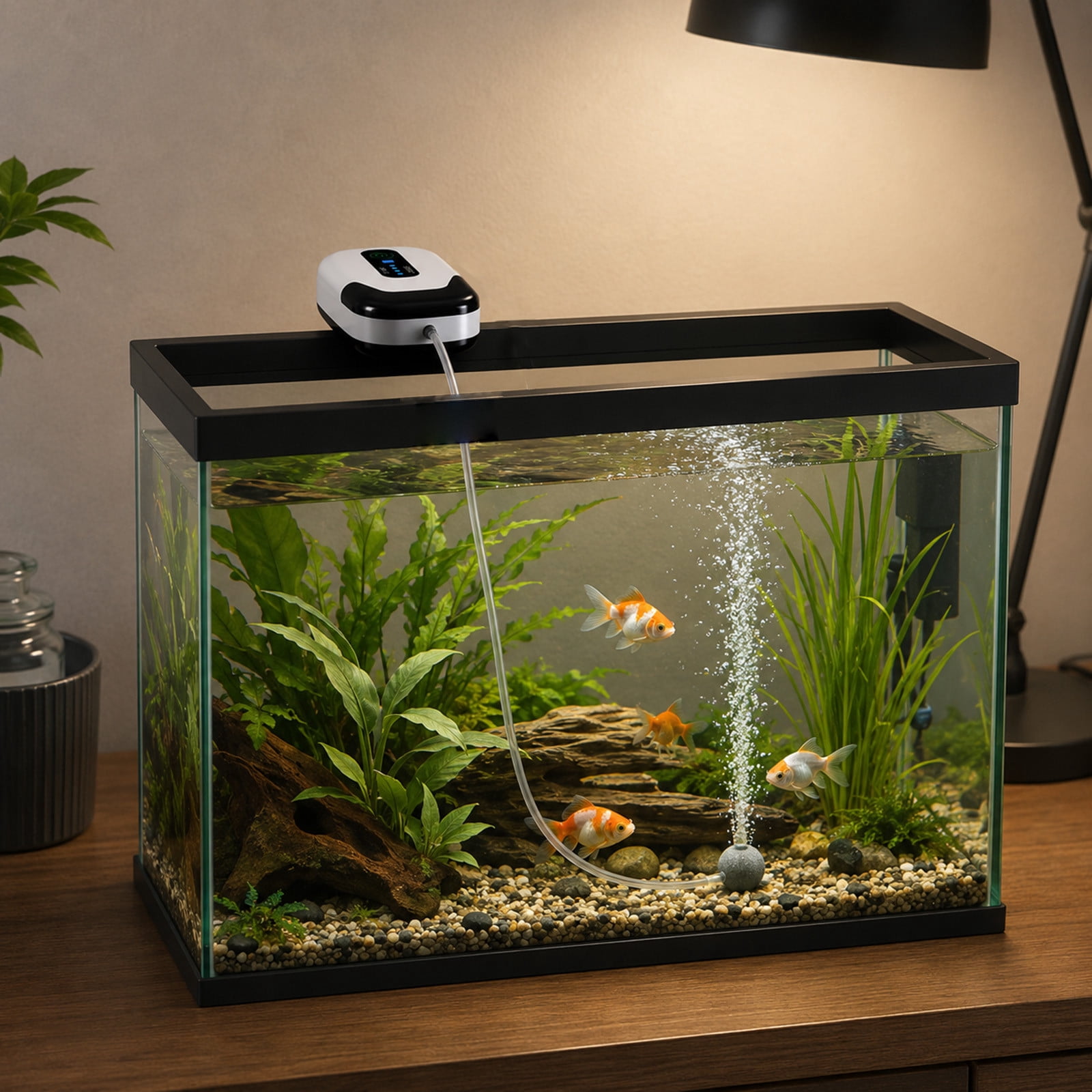 PONPRNGY Rechargeable Aquarium Air Pump Aerator, Portable Battery ...