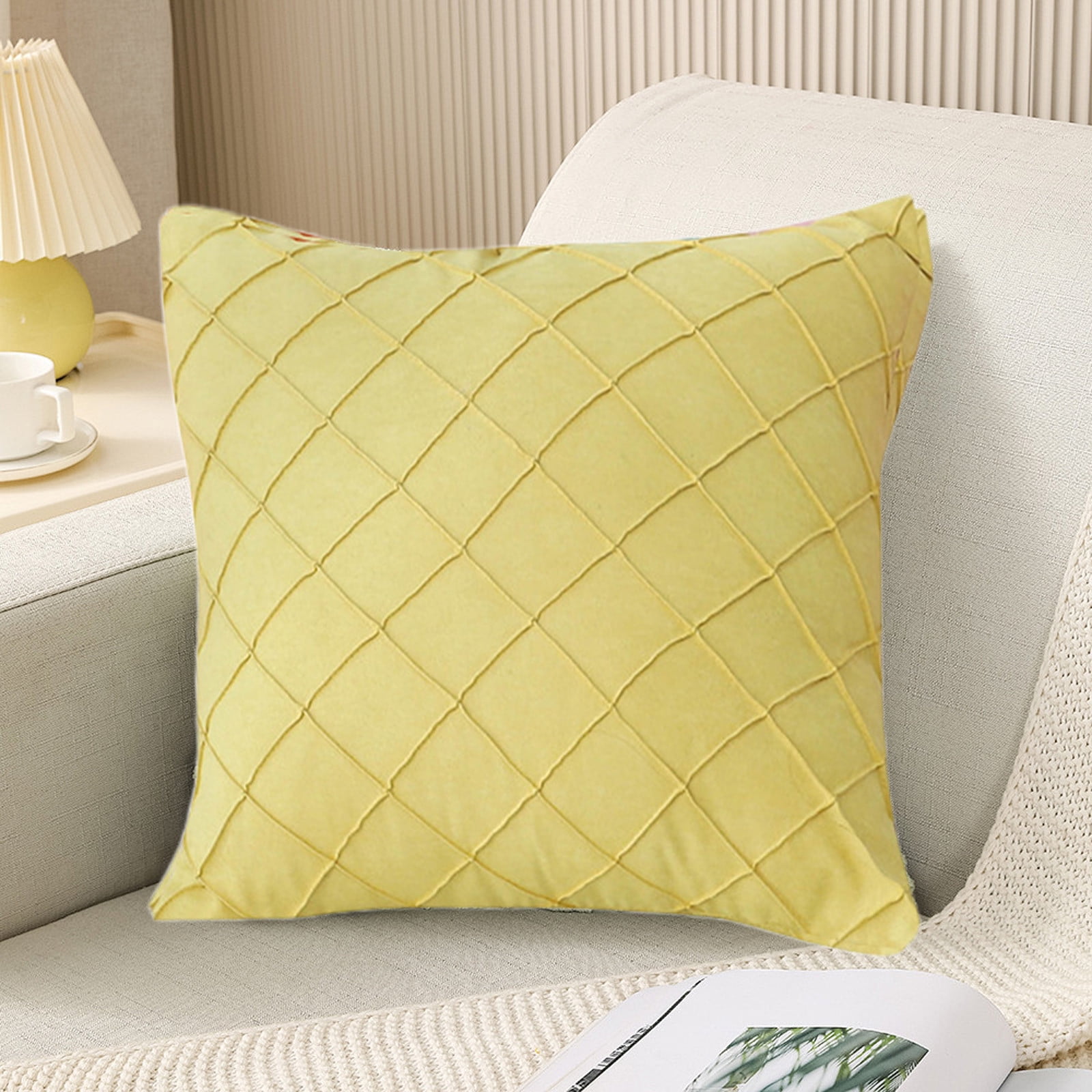 PONPRNGY Suede Diamond Pillow - Sofa Cushion - Decorative Throw for ...