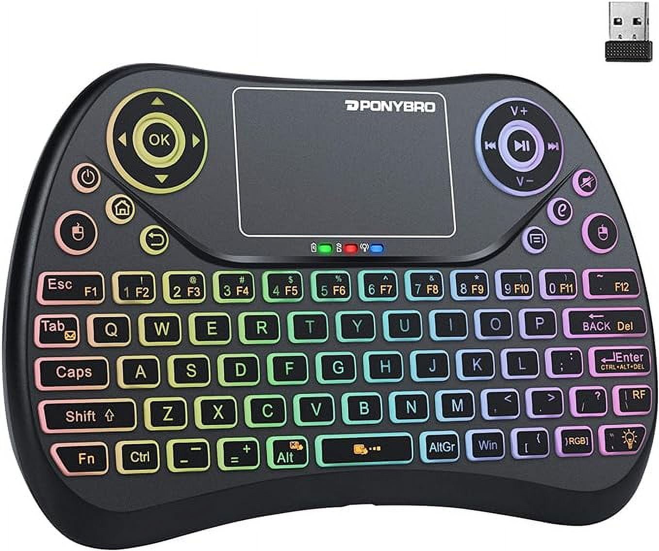 PONYBRO (Newest Version) Backlit Mini Wireless Keyboard with Touchpad ...