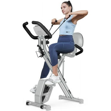 TECHMOO Folding Exercise Bike Portable Upright Adjustable Backrest ...