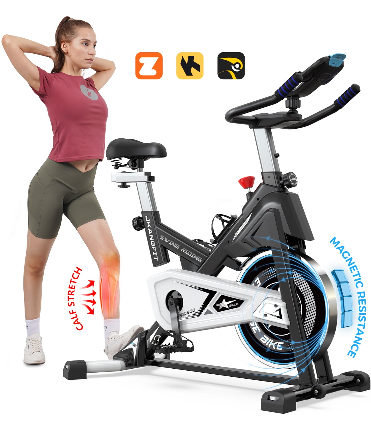 POOBOO Exercise Bike Stationary Cycling Bike Bicycle Magnetic Resistance Fitness Cycle Cardio ...