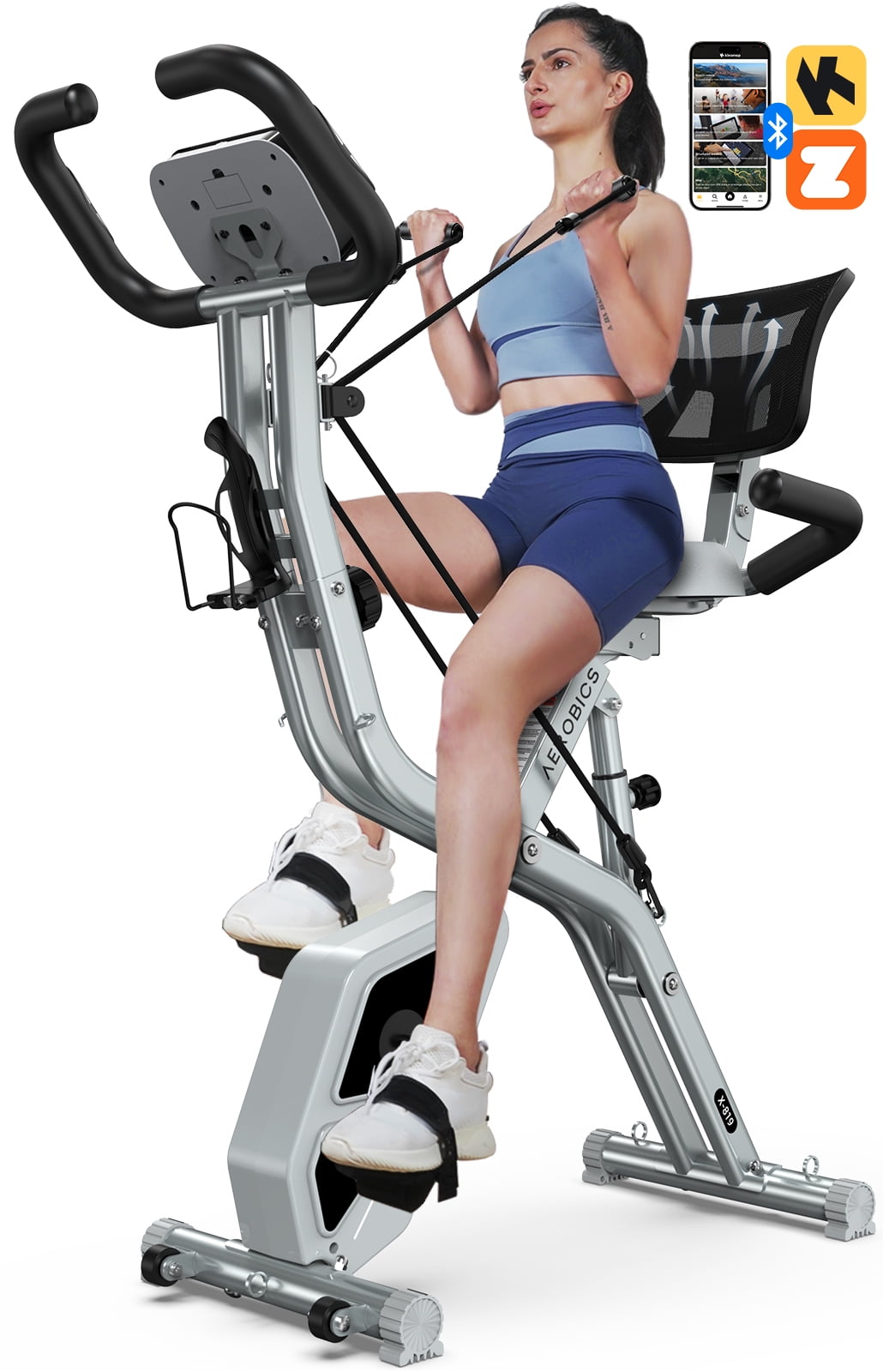 POOBOO Folding Magnetic Exercise Bike, Indoor Cardio Workout, Max ...