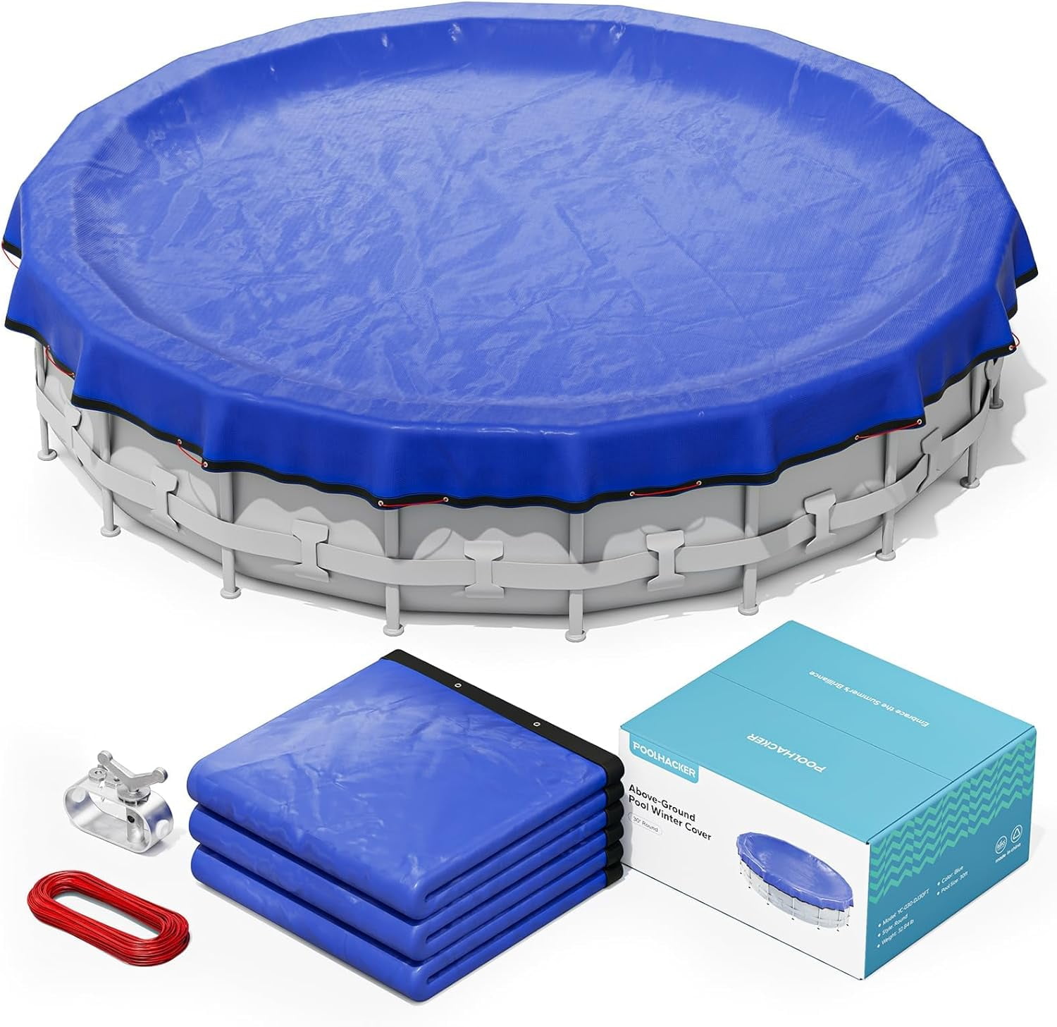 POOLHACKER【2024 Upgrade】 15 ft Round Winter Pool Cover - Round Pool ...