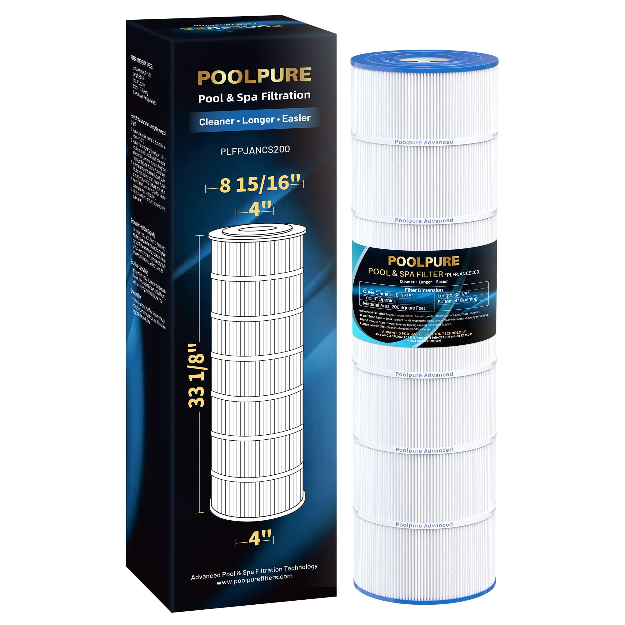 POOLPURE PLFPJANCS200 Pool Filter Replaces Jandy CS200, PJANCS200 ...