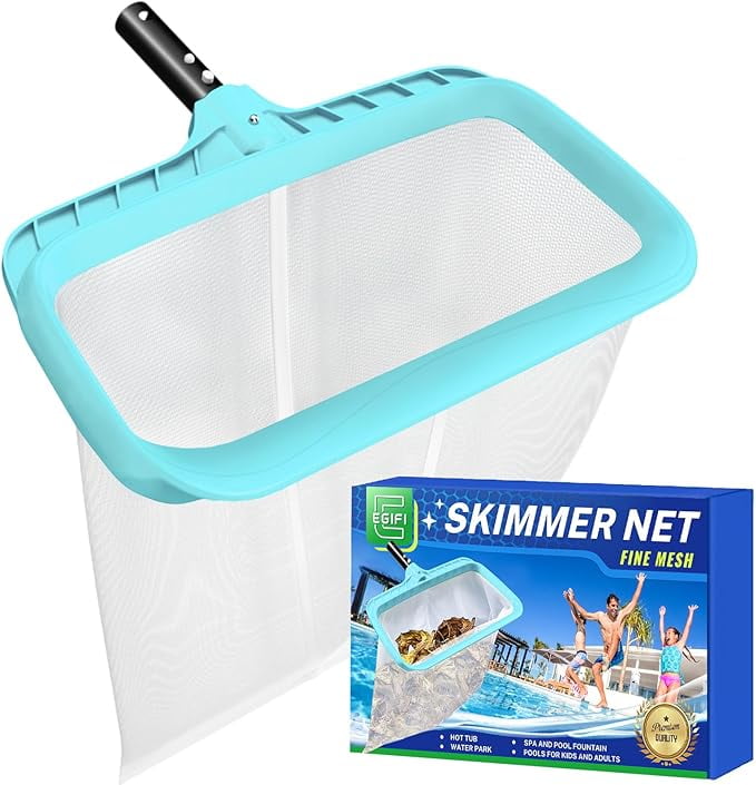 POOLWALD Swimming Pool Skimmer Net, Heavy Duty Pool Leaf Rake with Deep ...