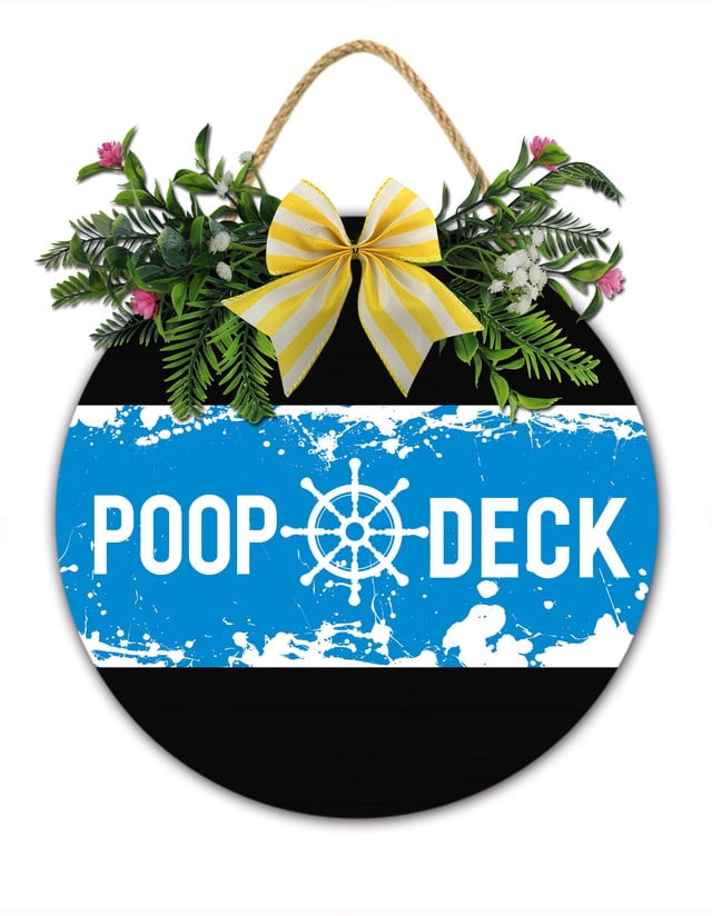 POOP DECK Sign Nautical Nursery Wall Decor Rustic Beach Bathroom Wood ...