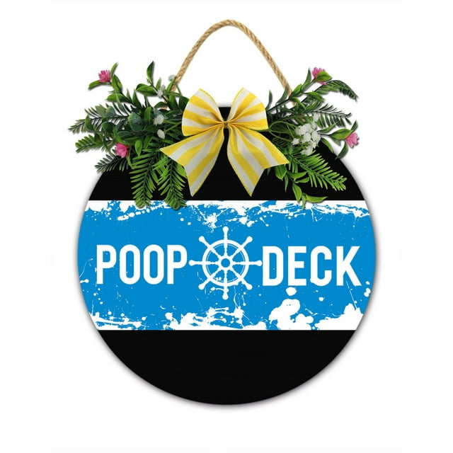 POOP DECK Sign Nautical Nursery Wall Decor Rustic Beach Bathroom Wood ...