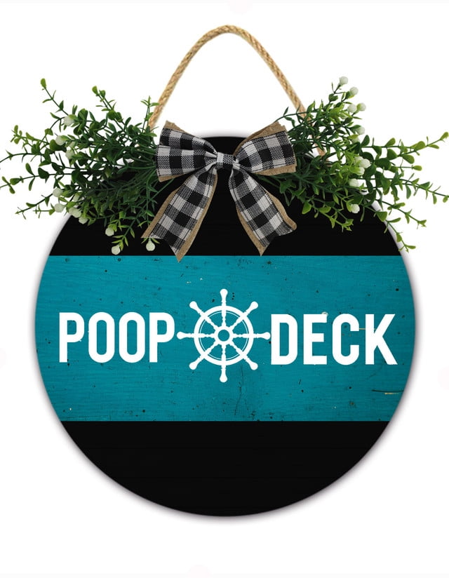 POOP DECK Sign Nautical Nursery Wall Decor Rustic Beach Bathroom Wood ...