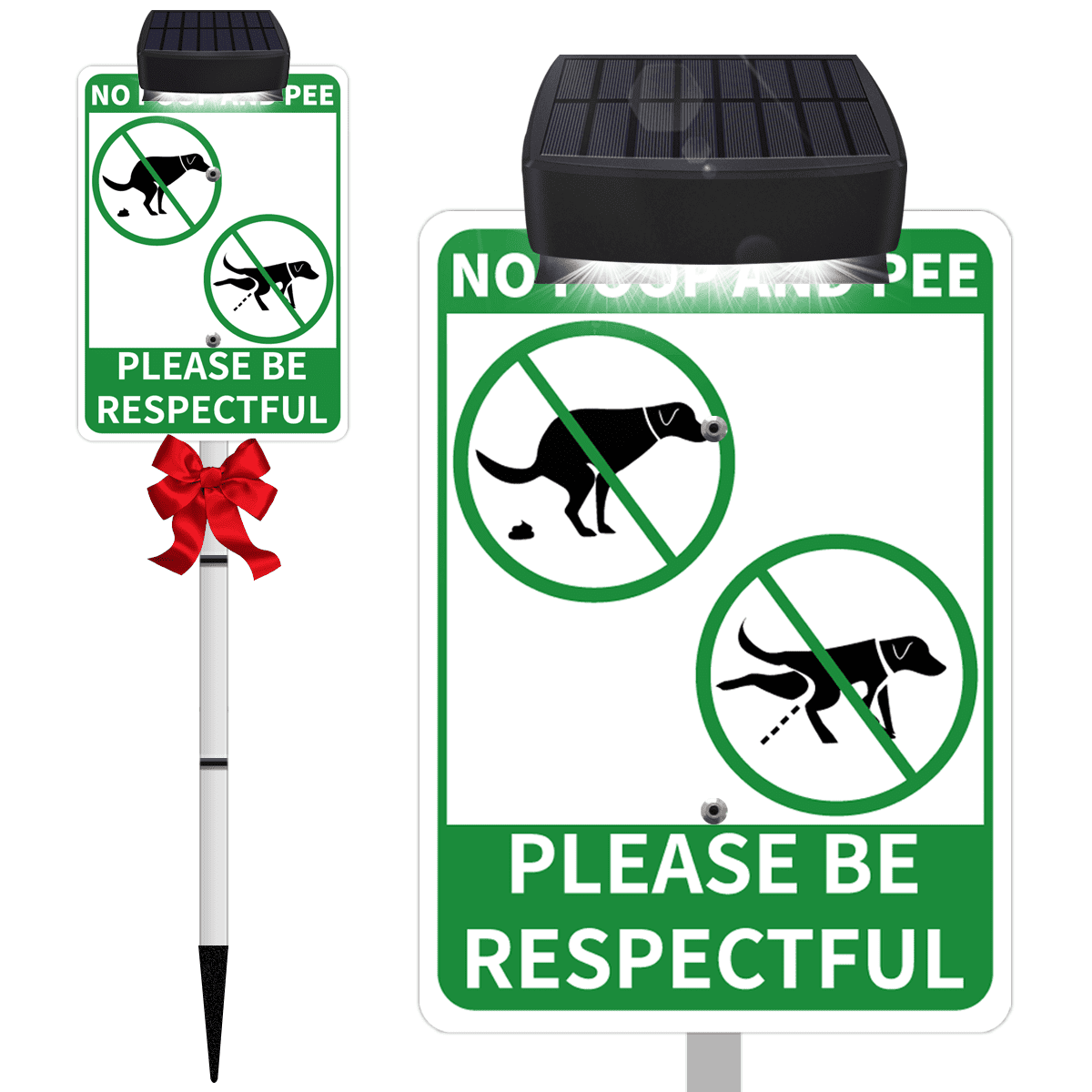 NO POOP AND PEE Sign,Solar Yard Signs With Stakes,Pick Up After Your ...