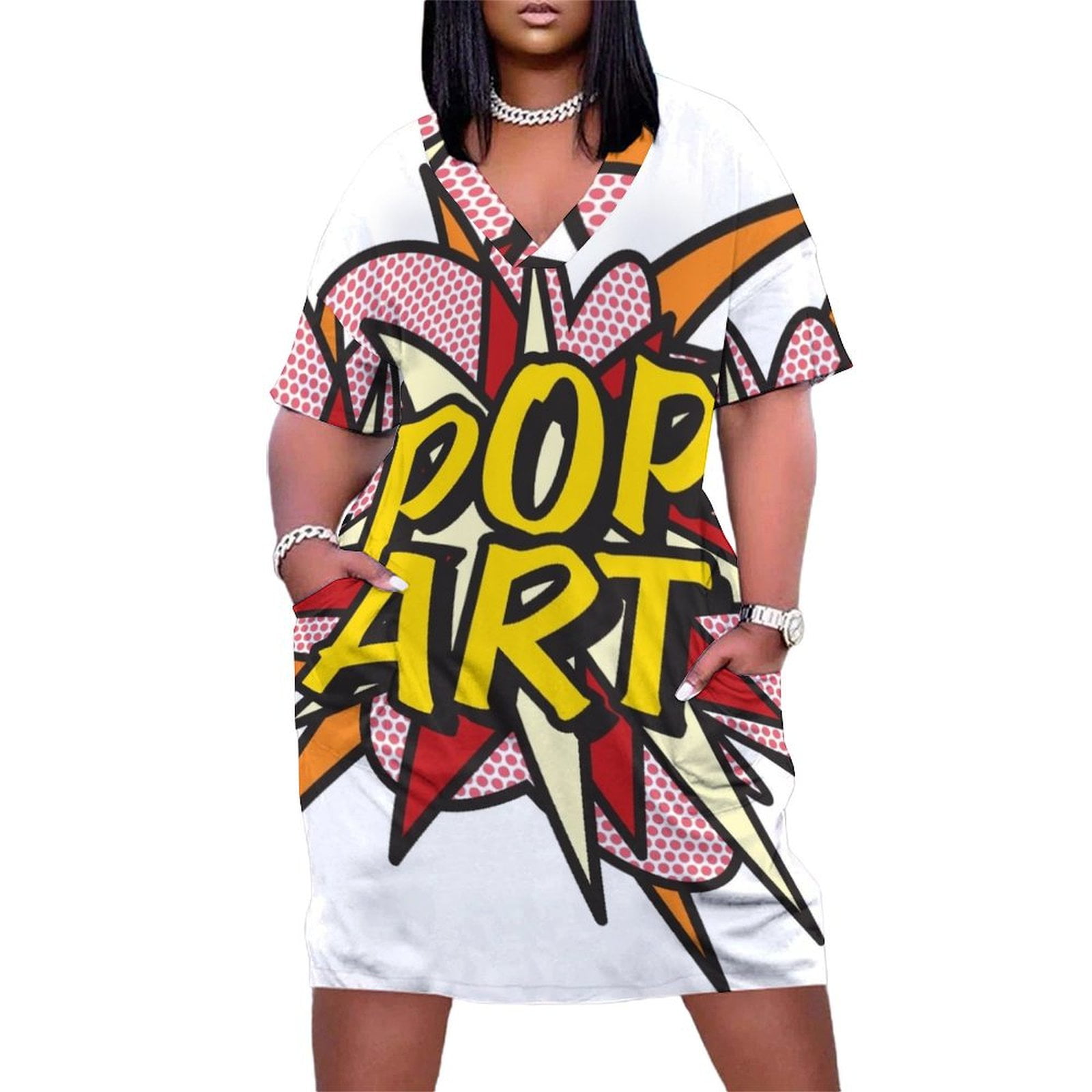 POP ART Comic Book Flash Modern Art Pop Culture Loose Pocket Dress ...