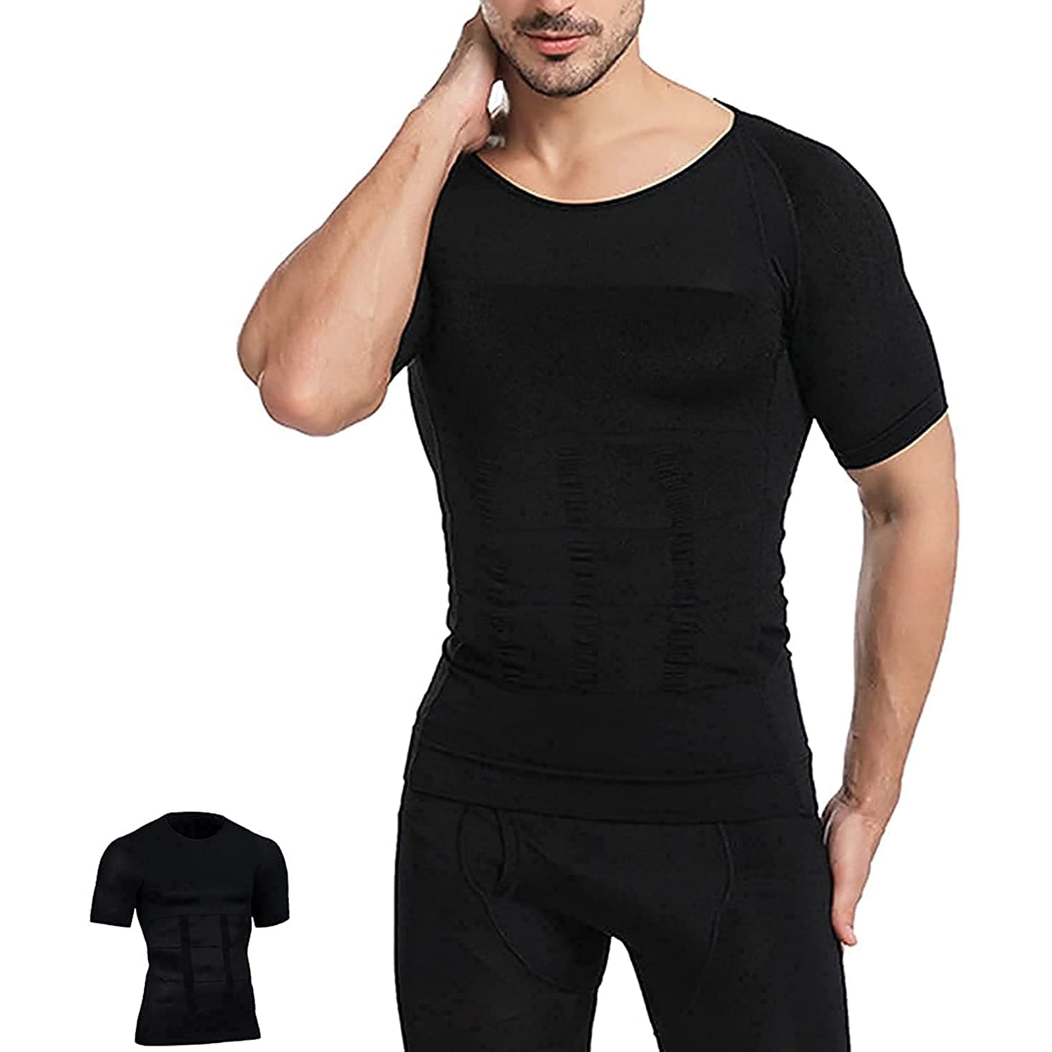 POP CLOSETS Compression Shirts for Men Slimming Shirt Body Shaper T ...