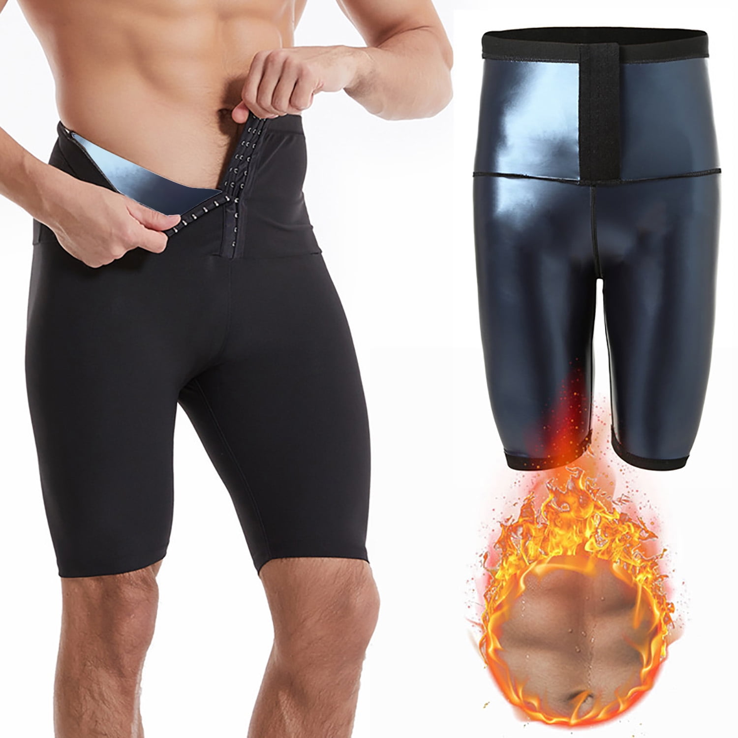 POP CLOSETS Men Weight Loss Pants Polymer Exercise Sauna Leggings Sweat ...