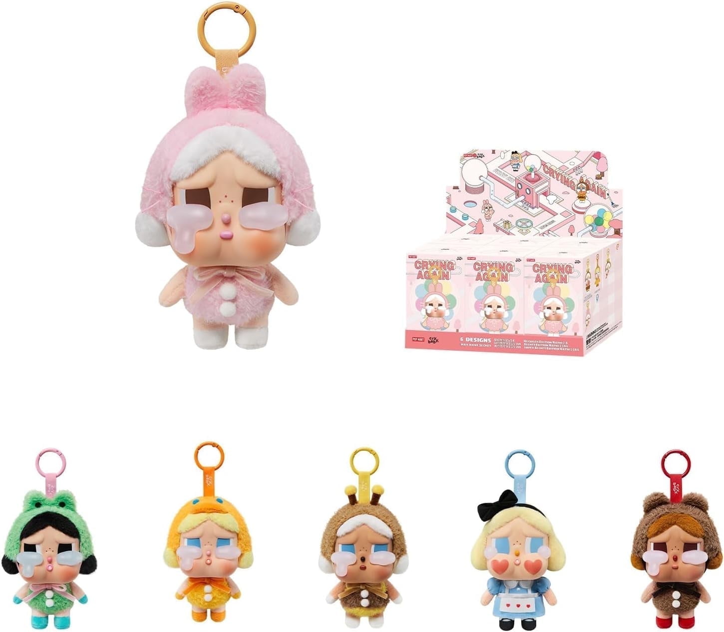 POP MART Crybaby Tears Factory Series-Plush Pendant Blind Box, 6pcs ...