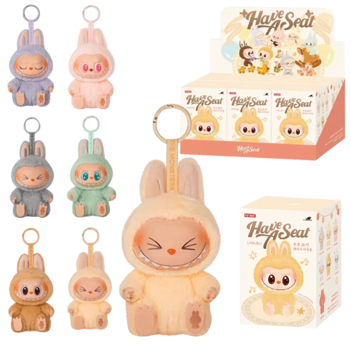 POP MART LABUBU Doll, Have a Seat Plush Toy Vinyl Plush Hanging Card,Blind Box Figures Labubu ...