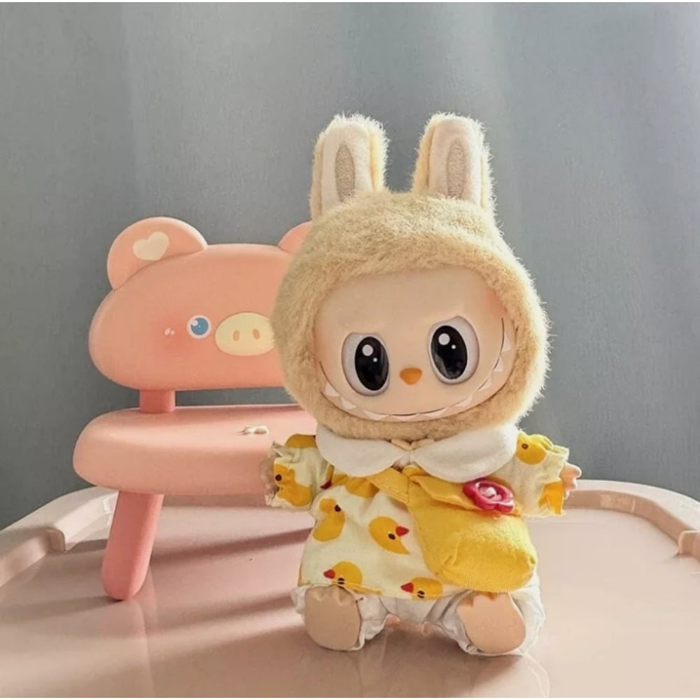 POP MART The Monsters Labubu Have A Seat Doll Yellow Duck Clothes + Bag ...