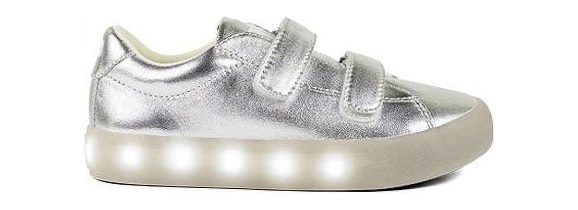 POP SHOES Big Kid's Holiday Velcro Light Up Sneakers, Silver, 3 ...