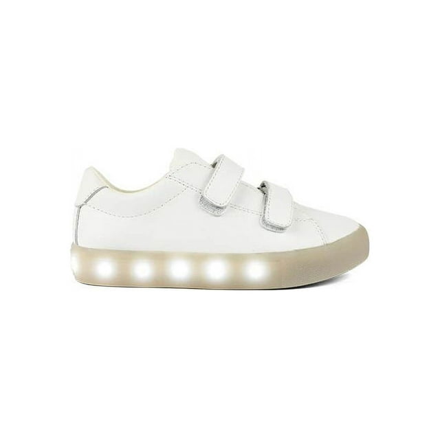 POP SHOES Big Kid's Holiday Velcro Light Up Sneakers, White, 1 ...