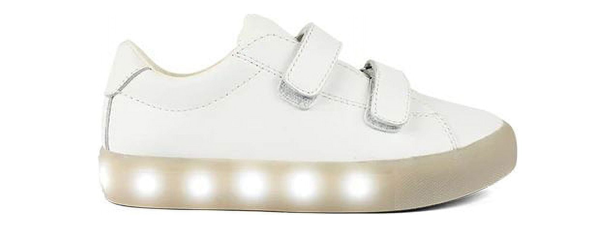 POP SHOES Little Kid's Holiday Velcro Light Up Sneakers, White, 12 ...