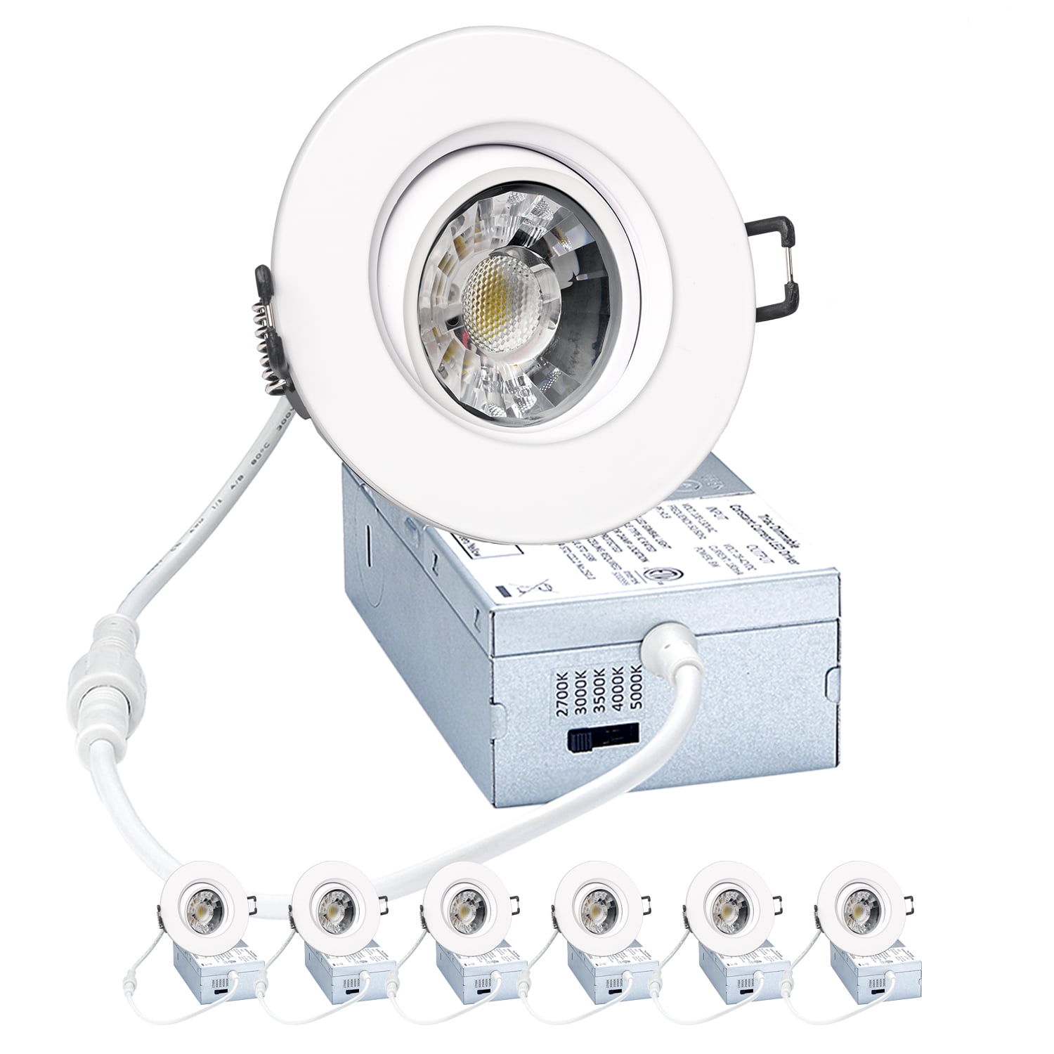 Popanu 3 inch Gimbal Recessed LED Light, White Trim, IC Rated, Dimmable ...