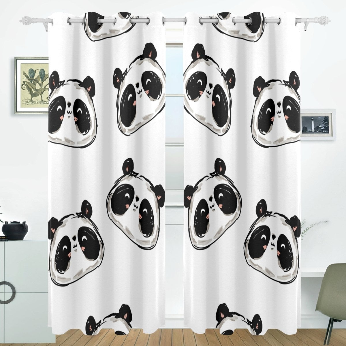 POPCreation Cute Panda Pattern Window Curtain Blackout Curtains ...