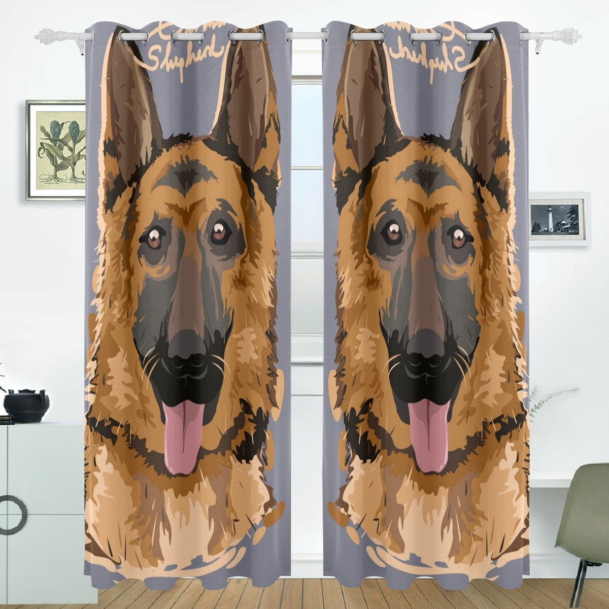 POPCreation German Shepherd Painting Window Curtain Blackout Curtains ...