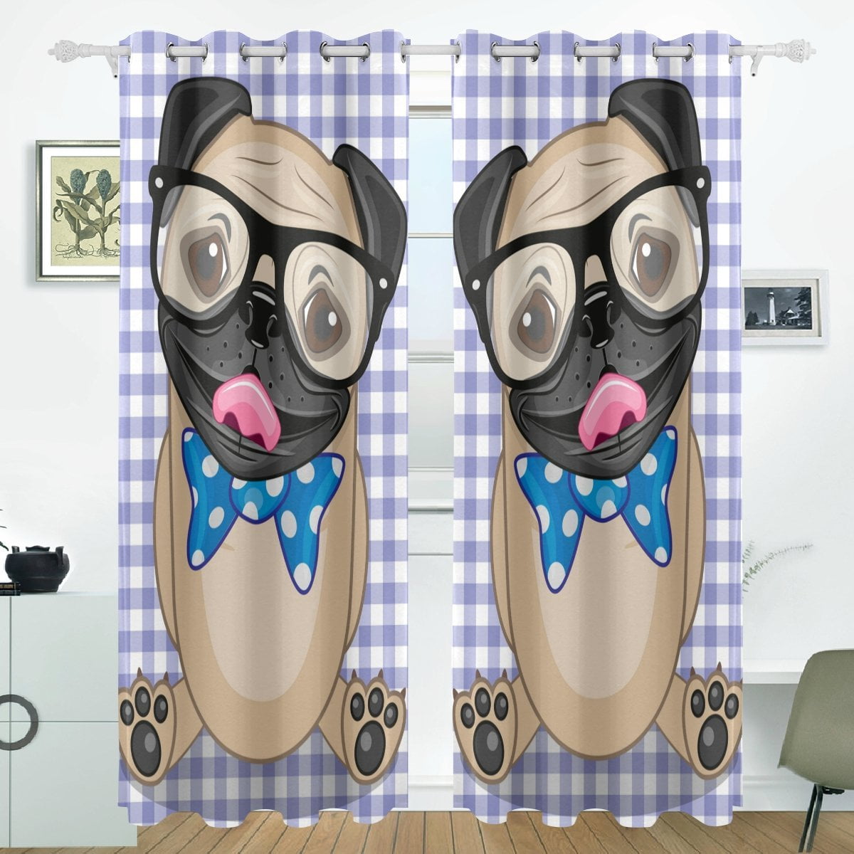 POPCreation Hipster Pug Dog Window Curtain Blackout Curtains Darkening ...