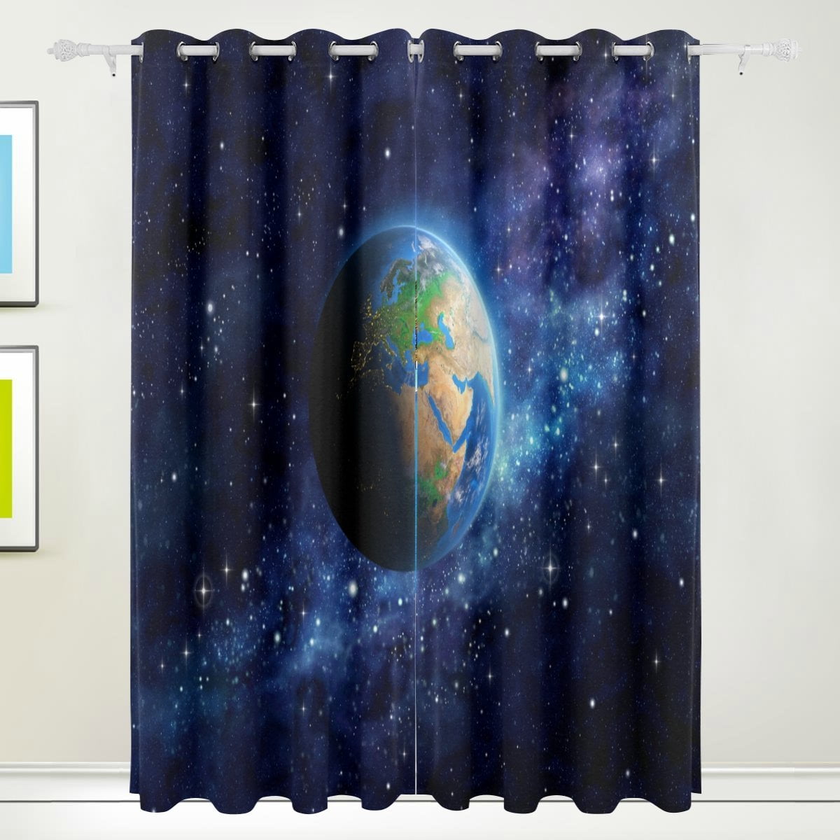 POPCreation Planet Earth In Outer Space Window Curtain Blackout ...