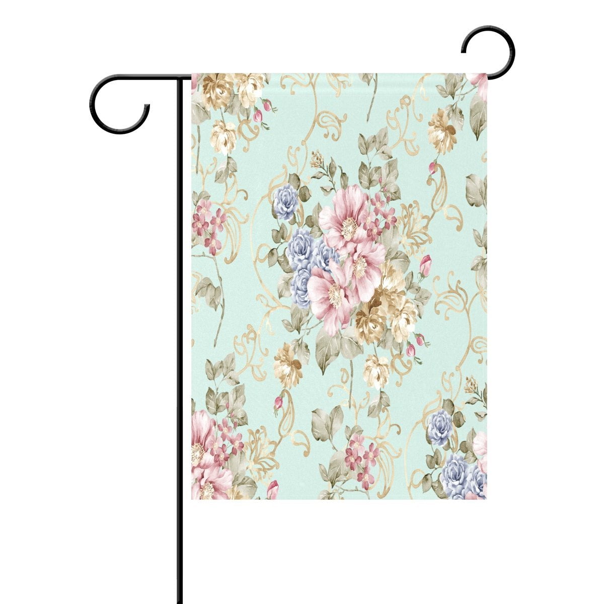 POPCreation Spring Flower Print Garden Flag Vintage Floral Outdoor Flag ...