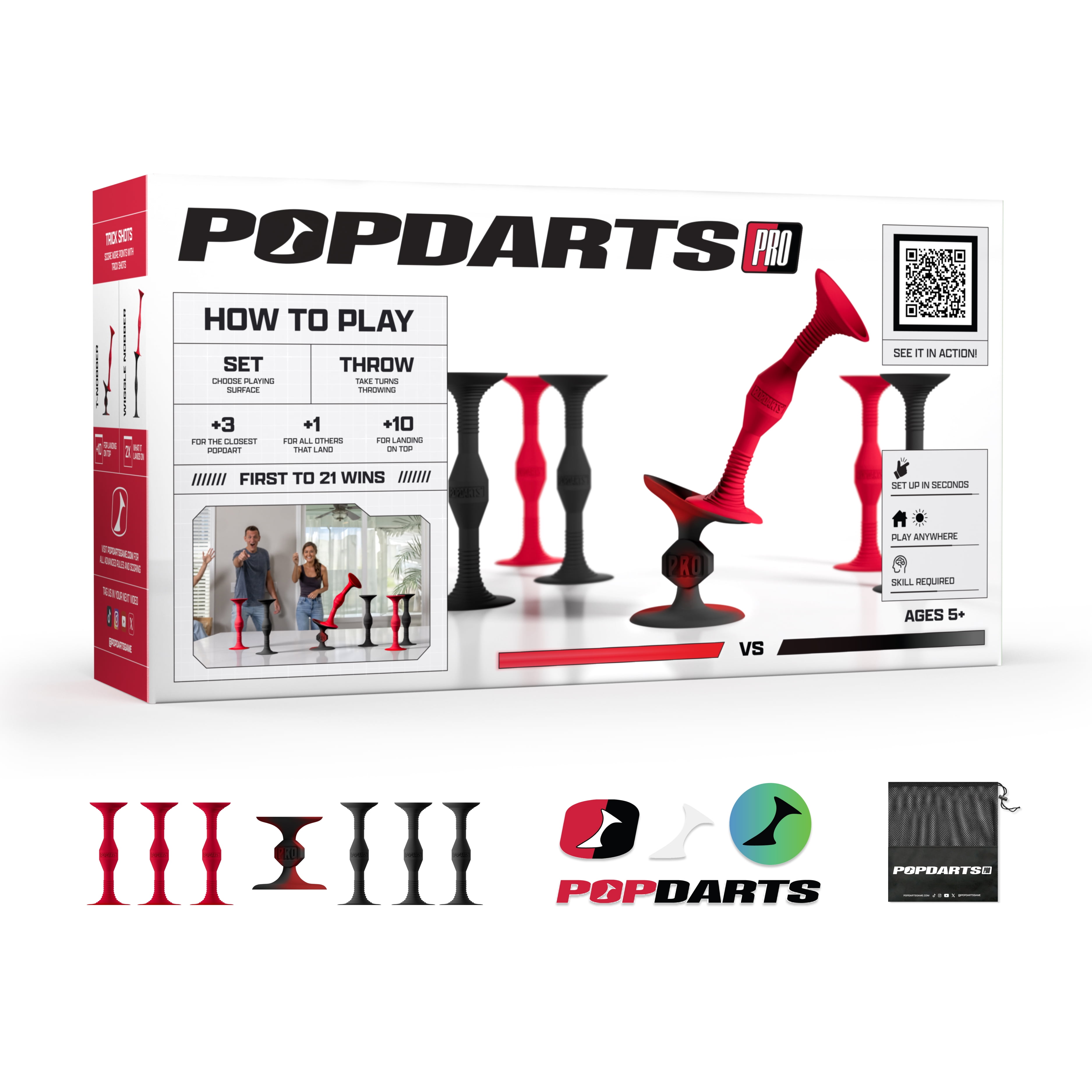 Popdarts Red & Black Pro Pack – Suction Cup Dart Game for Indoor ...