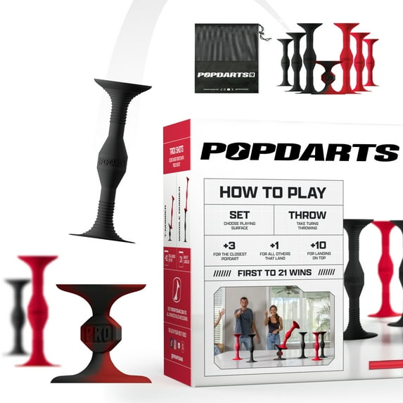 Popdarts Red & Black Pro Pack – Suction Cup Dart Game for Indoor ...