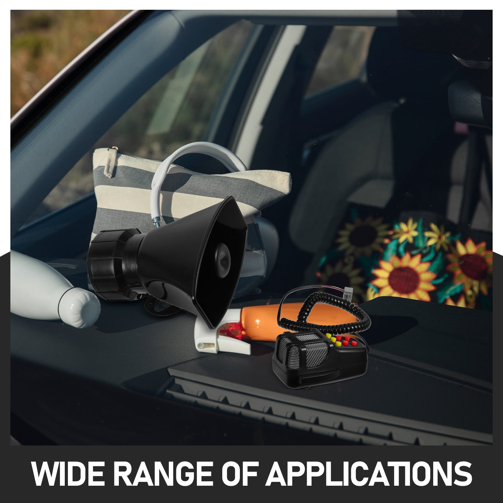 POPETPOP 12V 110dB Loud 100W 7 Sounds Single Trumpet Air Horn for Truck ...