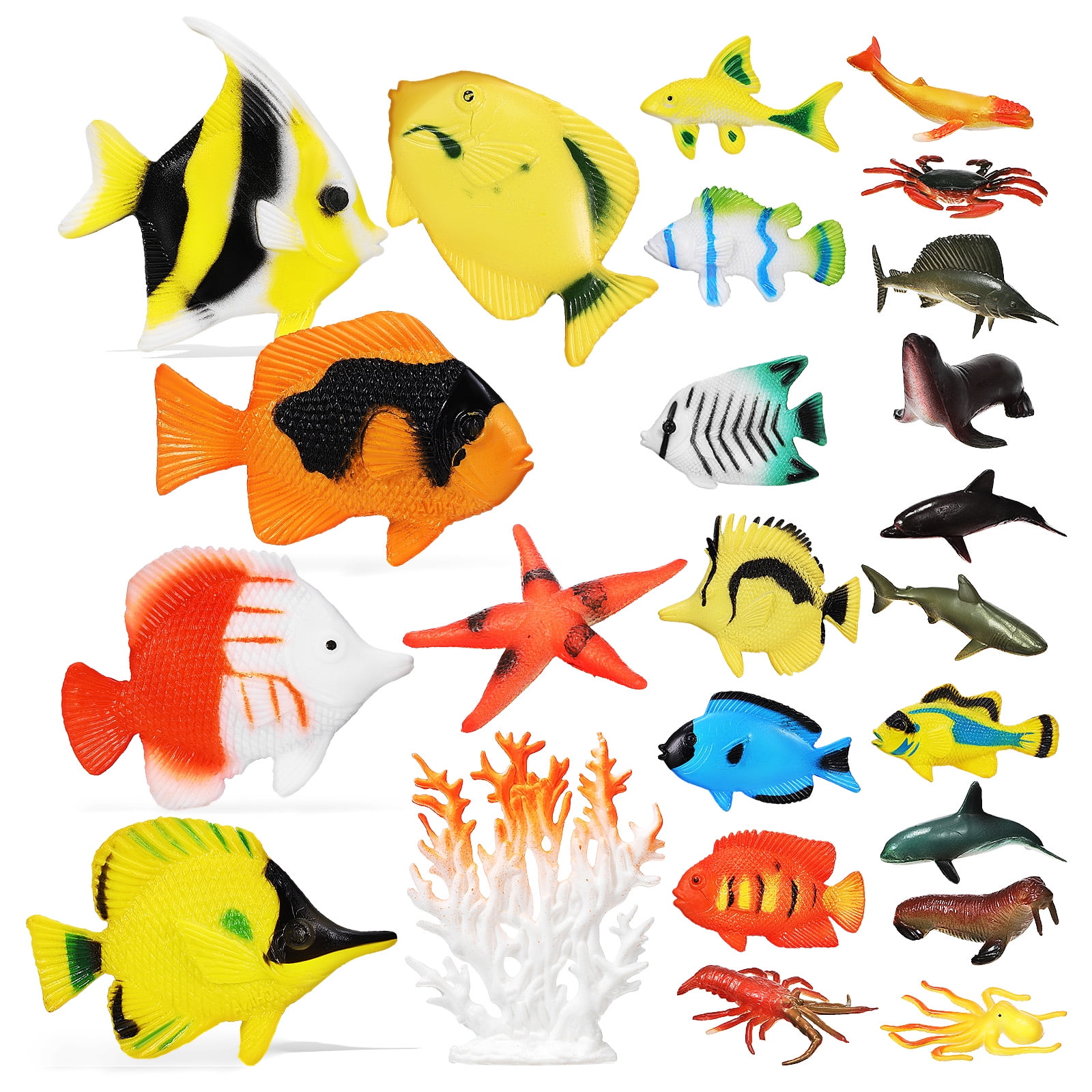POPETPOP 24 Pcs Sea Animal Figures Tropical Fish Models Educational ...