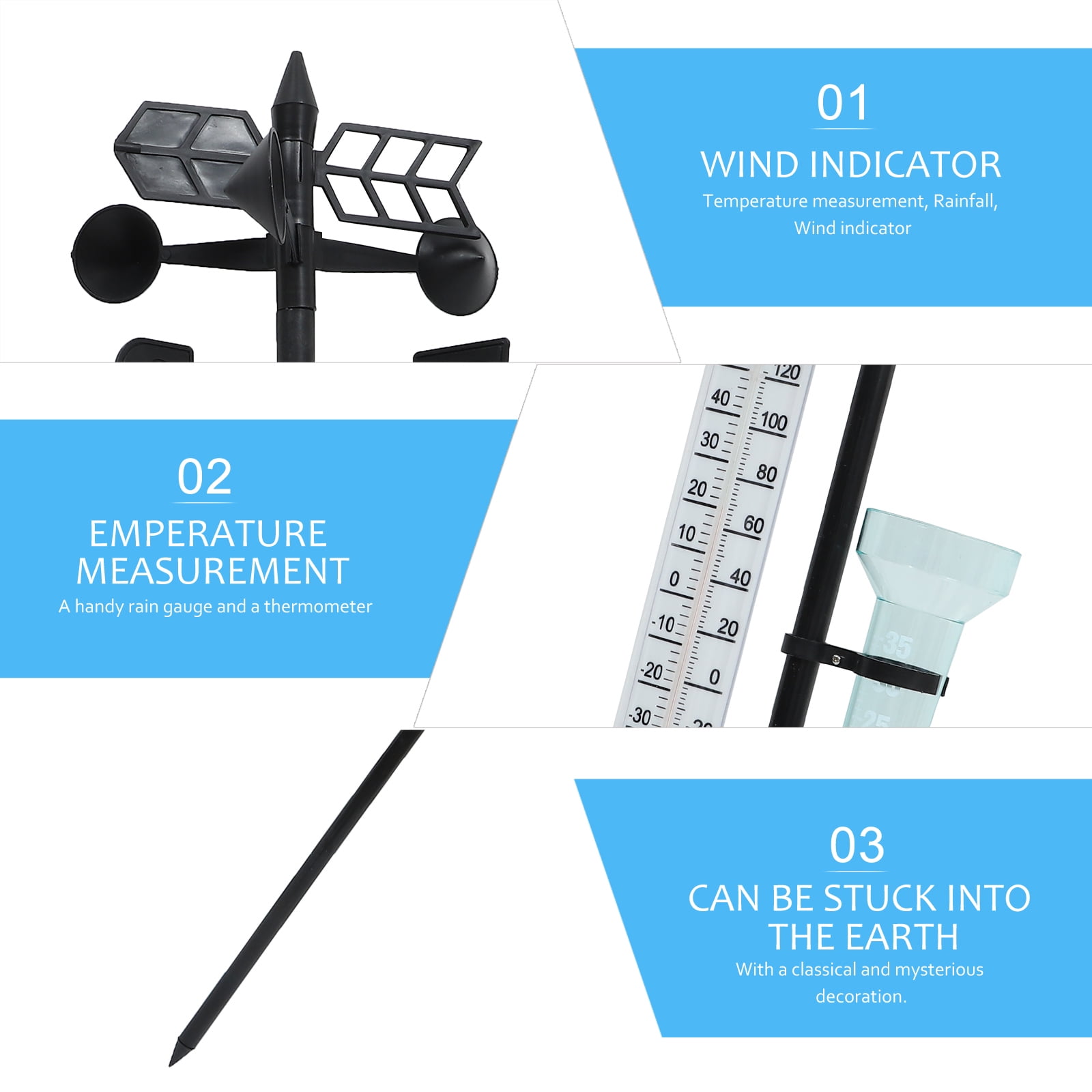 POPETPOP Multi Function Rain Gauge Thermometer Hygrometer Pc 1 Set ...